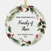 First Christmas as a Family of Three Ceramic Ornament | Zazzle