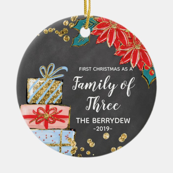 First Christmas as a Family of Three ornament | Zazzle