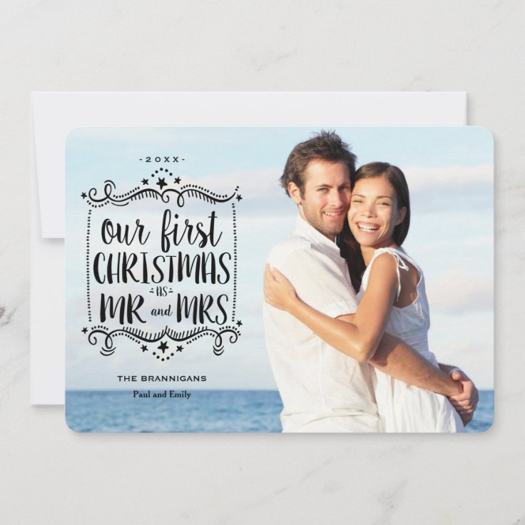 First Christmas as Mr and Mrs Holiday Photo Card | Zazzle