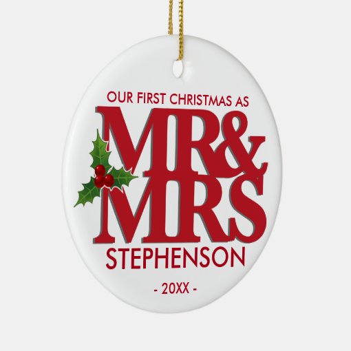 First Christmas as Mr and Mrs married ornament | Zazzle