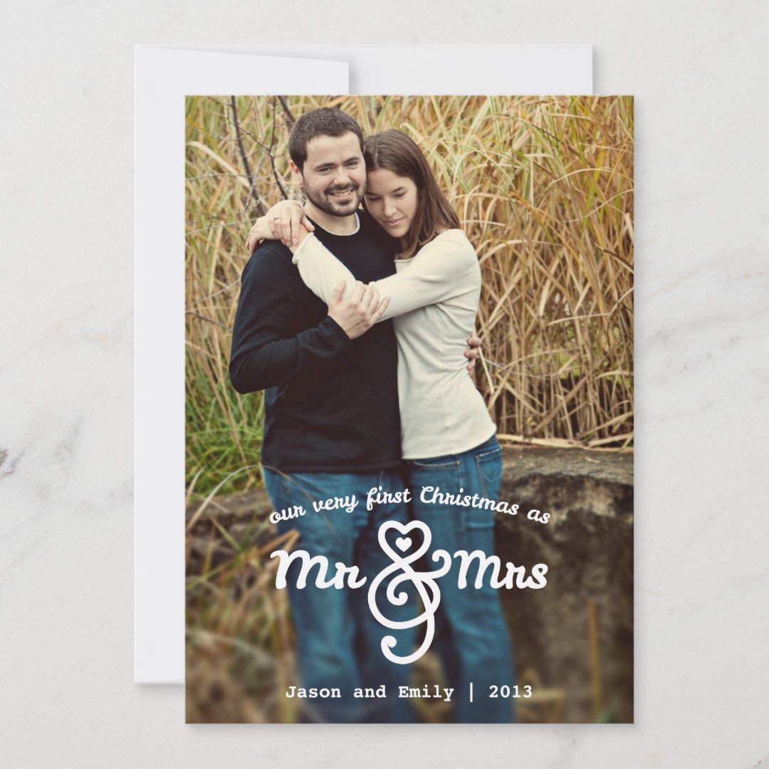 First Christmas as Mr & Mrs Holiday Photo Card | Zazzle