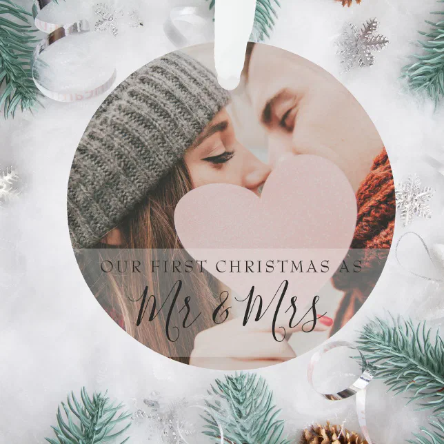 First Christmas As Mr & Mrs Photos Ornament | Zazzle