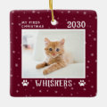 First Christmas Cat Photo Name Year Custom Ceramic Ornament | Zazzle