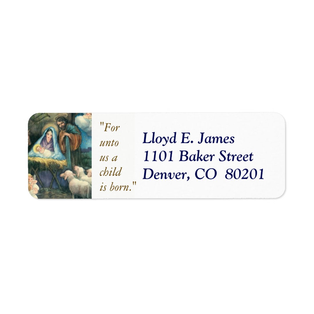 First Christmas Creche Return Address Label | Zazzle