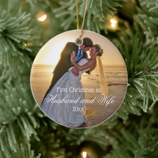 First Christmas Husband and Wife Ceramic Ornament | Zazzle.com