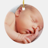 First Christmas Light Blue Baby Boy Photo Ceramic Ornament | Zazzle