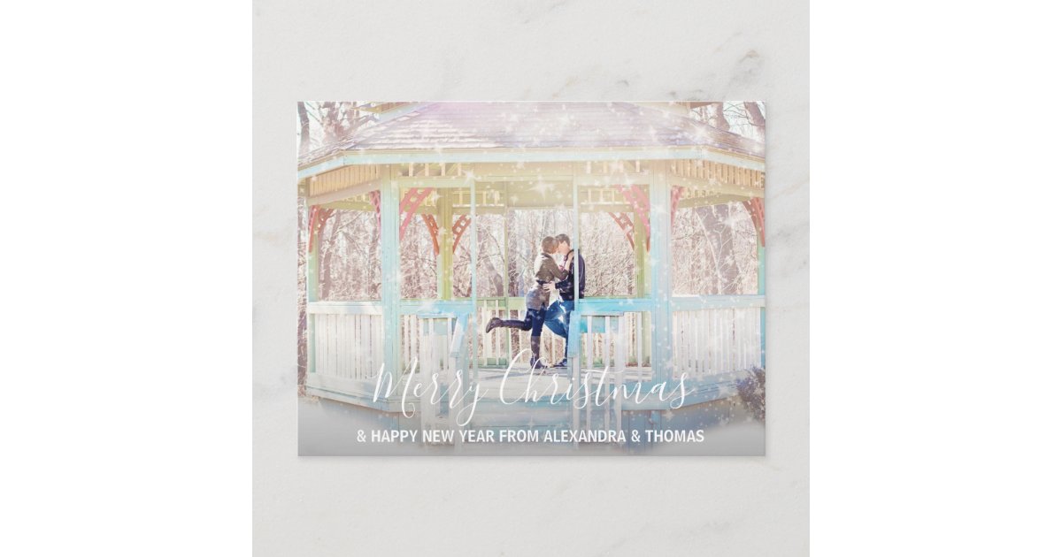 First Christmas Married Engaged NewYear | PHOTO Holiday Postcard | Zazzle