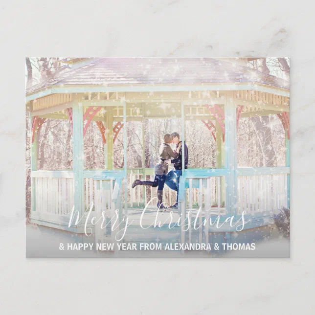 First Christmas Married Engaged NewYear | PHOTO Holiday Postcard | Zazzle