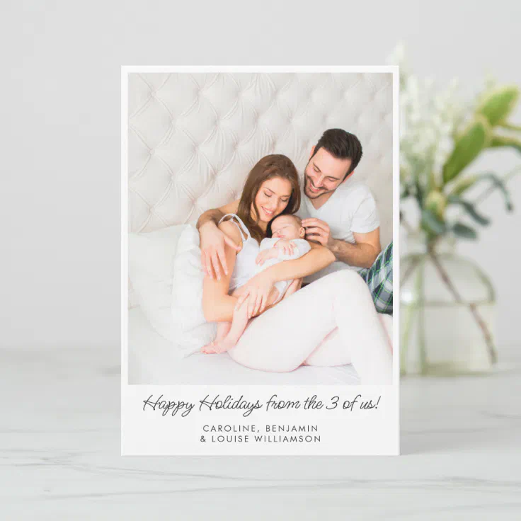 First Christmas New Baby Family Photo Picture Holiday Card | Zazzle