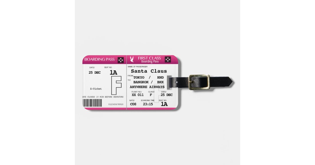 First Class Boarding Pass Luggage Tag | Zazzle