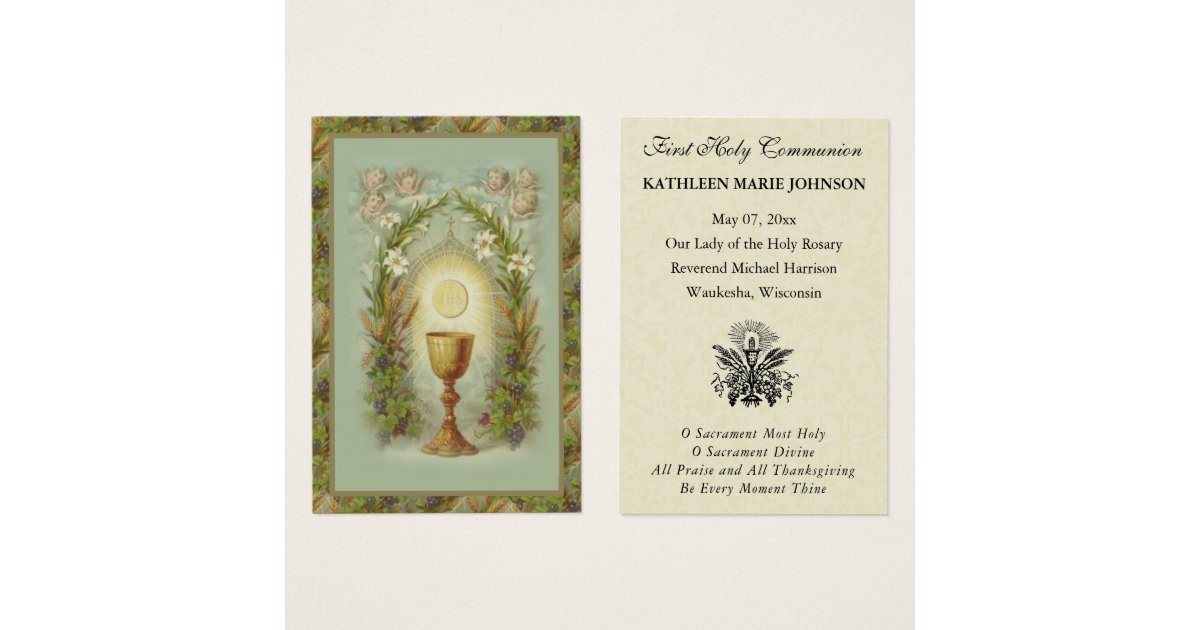 First Communion Catholic Remembrance Holy Card | Zazzle