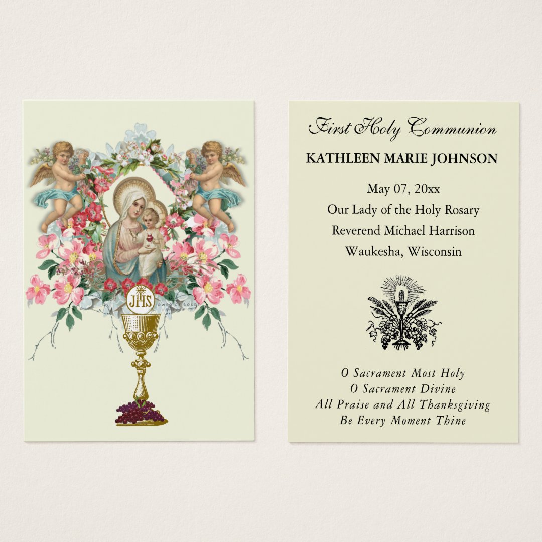 First Communion Catholic Remembrance Holy Card | Zazzle