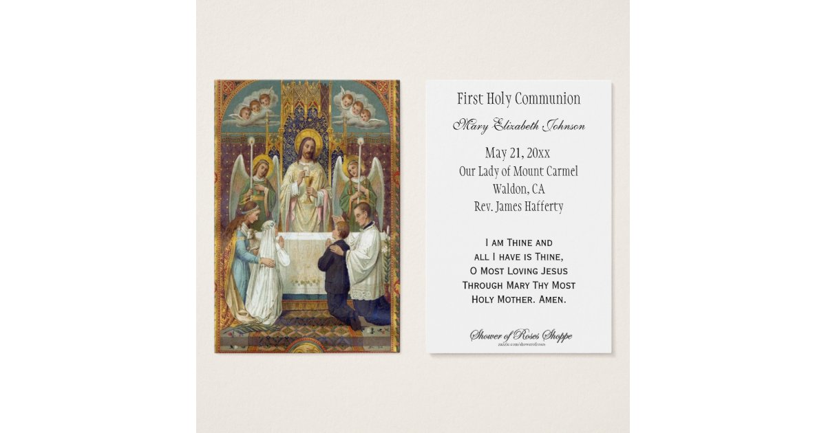 First Communion Catholic Remembrance Holy Card | Zazzle