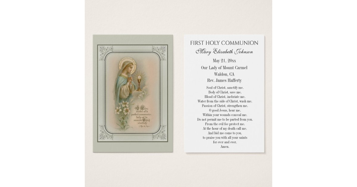 First Communion Catholic Remembrance Holy Card | Zazzle