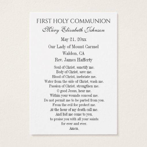 First Communion Catholic Remembrance Holy Card | Zazzle