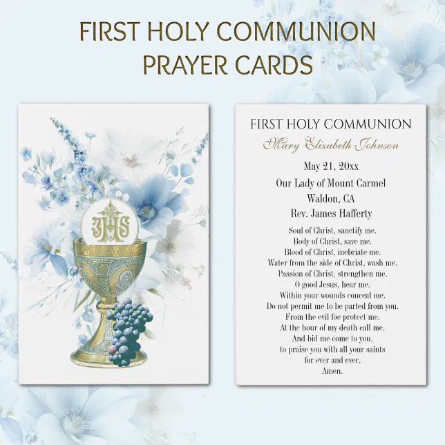 First Communion Catholic Remembrance Holy Card | Zazzle