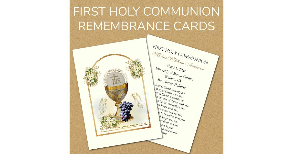 First Communion Catholic Remembrance Holy Card | Zazzle