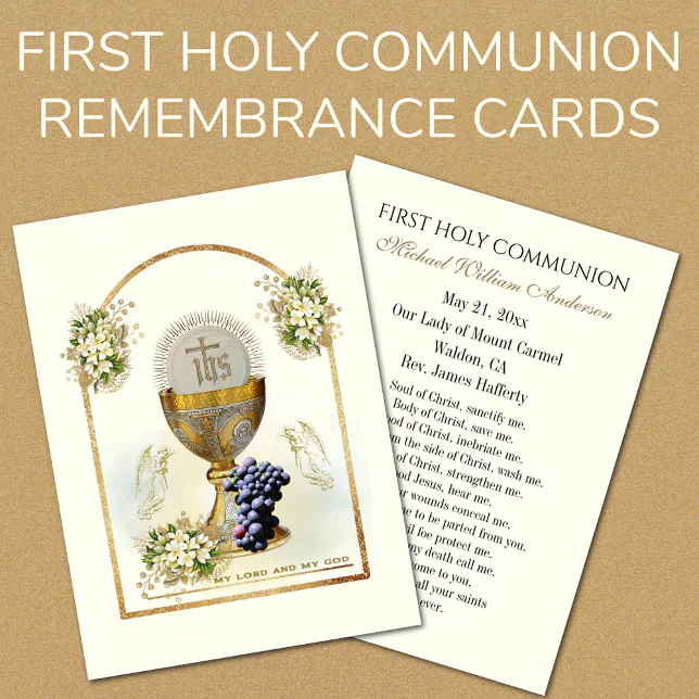First Communion Catholic Remembrance Holy Card | Zazzle