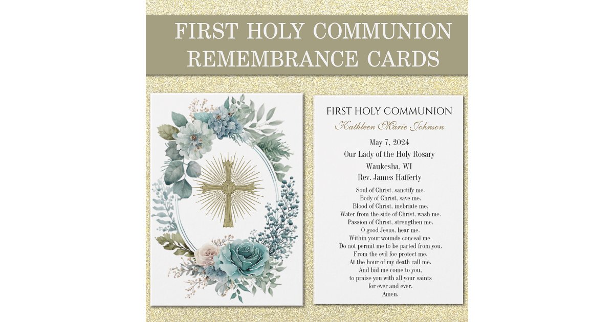 First Communion Catholic Remembrance Holy Card | Zazzle