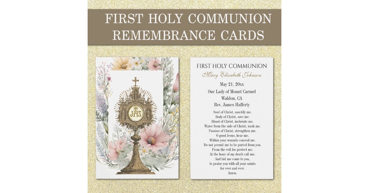 First Communion Catholic Remembrance Holy Card | Zazzle