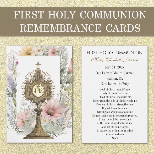 First Communion Catholic Remembrance Holy Card | Zazzle