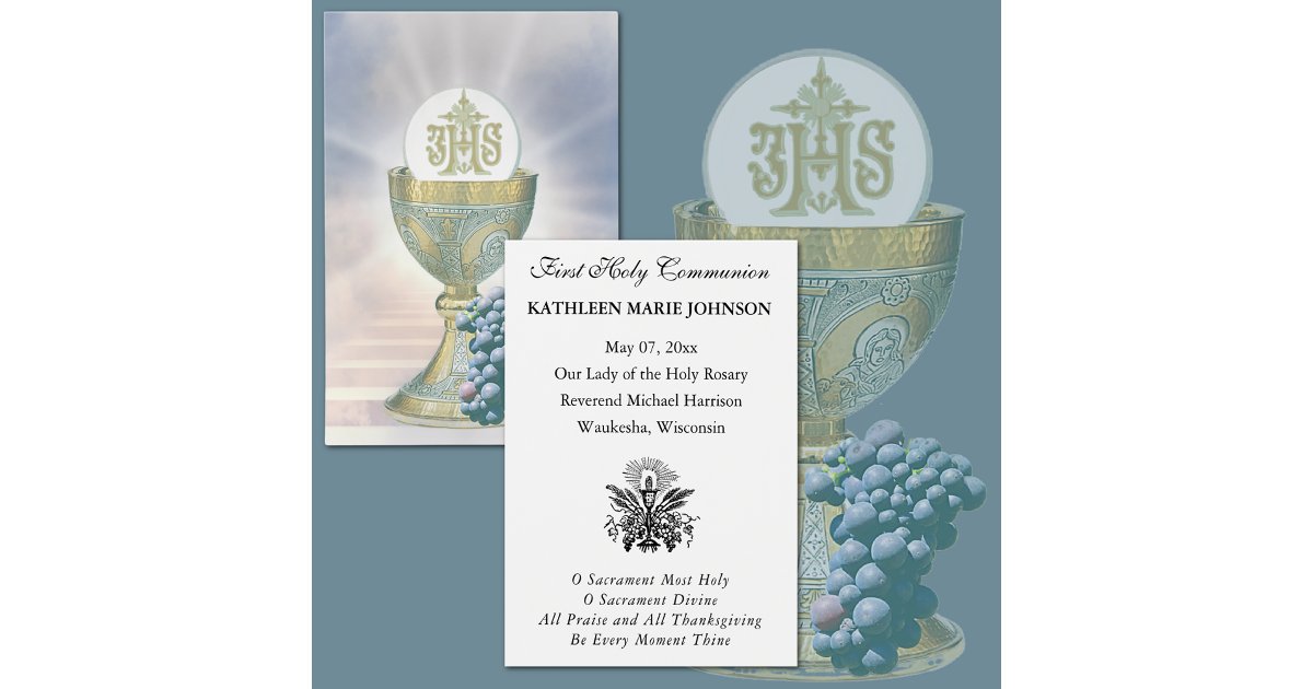 First Communion Catholic Remembrance Holy Card | Zazzle