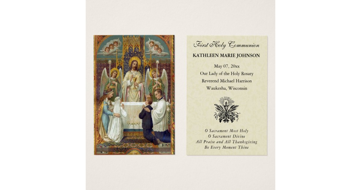 First Communion Catholic Remembrance Holy Card | Zazzle