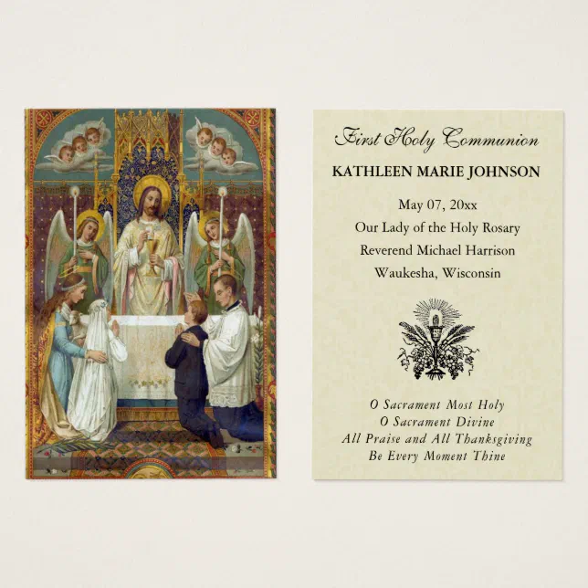 First Communion Catholic Remembrance Holy Card | Zazzle