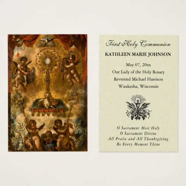 First Communion Catholic Remembrance Holy Card | Zazzle