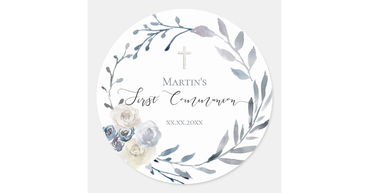 First Communion Classic Round Sticker | Zazzle