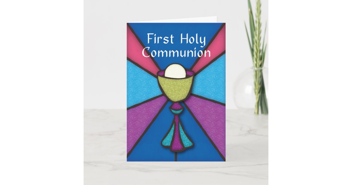 First Communion Congratulations & Blessings Glass Card | Zazzle