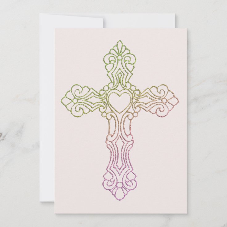 First Communion Cross Invitation | Zazzle
