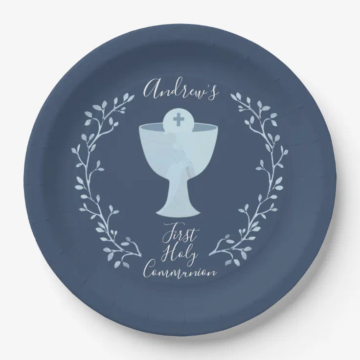 First Communion Custom Paper Plate - Boy's Party | Zazzle