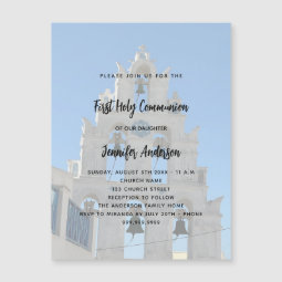 First Communion custom photo church luxury Magnetic Invitation | Zazzle