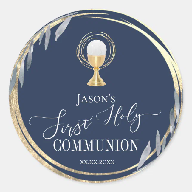 First Communion elegant decor Classic Round Sticker | Zazzle