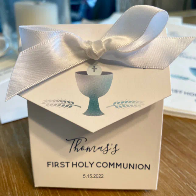First Communion Favor Box, 1st Holy Communion Boxes | Zazzle
