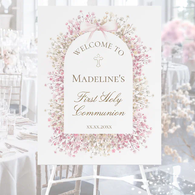 First Communion floral welcome Foam Board | Zazzle