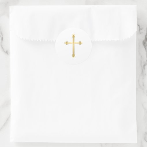 First Communion Gold Cross Classic Round Sticker | Zazzle
