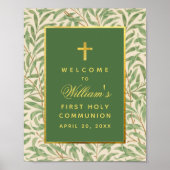 First Communion Green Gold Greenery Welcome Sign | Zazzle
