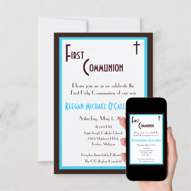 First Communion Invitation - Boy | Zazzle