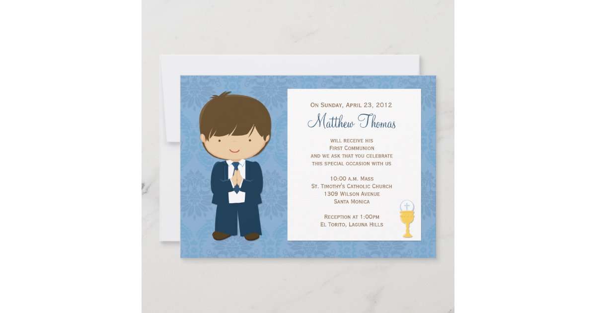 First Communion Invitation for Boy | Zazzle