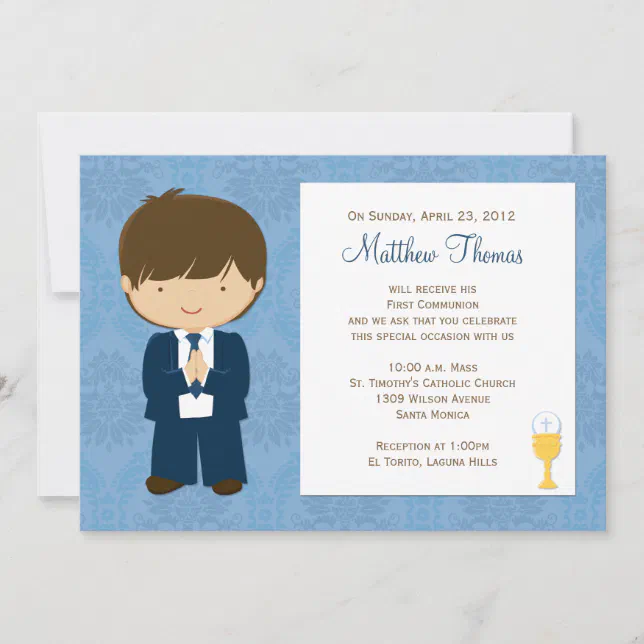 First Communion Invitation for Boy | Zazzle