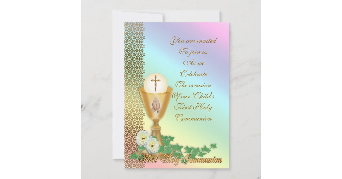 First Communion Invitation rainbow | Zazzle