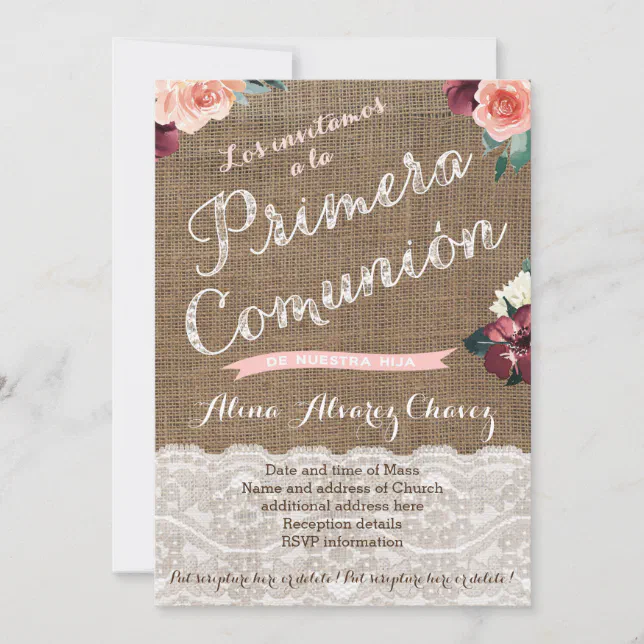 First Communion Invites for Latina Girl in Spanish | Zazzle