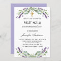 First communion lavender eucalyptus violet florals invitation | Zazzle