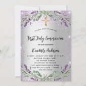 First Communion lavender silver violet luxury Invitation | Zazzle