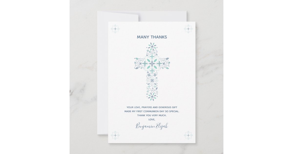 First Communion Personalized Thank You Card Notes | Zazzle