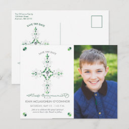First Communion Save The Date Postcard, Boy, Girl Announcement Postcard ...