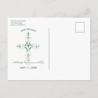 First Communion Save The Date Postcard, Boy, Girl Announcement Postcard ...