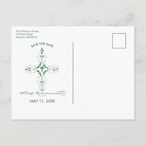 First Communion Save The Date Postcard, Boy, Girl Announcement Postcard ...